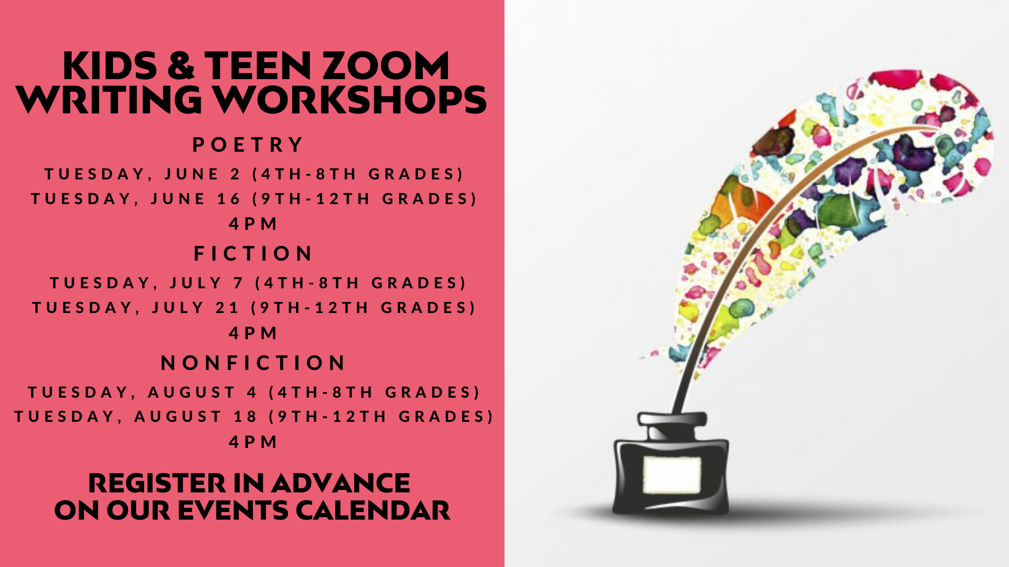 San Rafael Public Library - Writing Workshops for Youth_Carousel